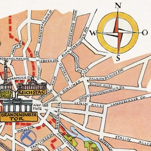 Fun Map of Berlin in Germany, Deutschland, DE - Vintage Pictorial ...
