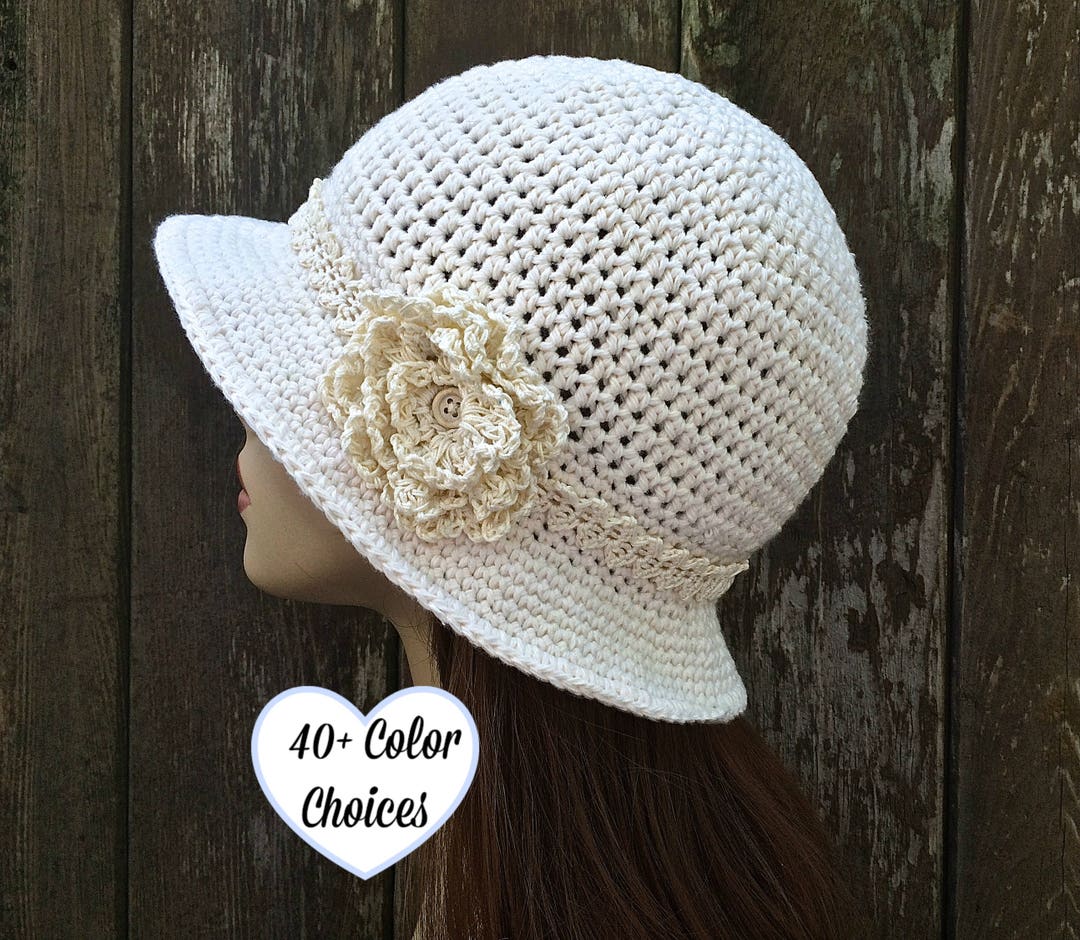 Cotton Hat With Flower, Brimmed Hat, Cotton Flower Hat, Lightweight ...
