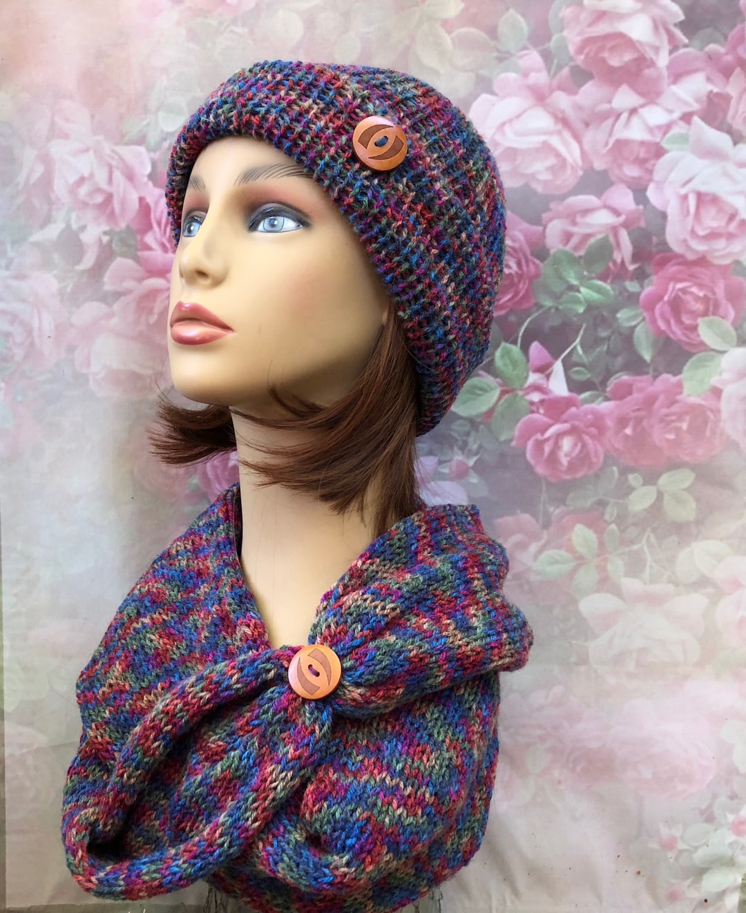 Colorful Beanie Scarf Set, Infinity Scarf Set, Winter Beanie Set,knit ...