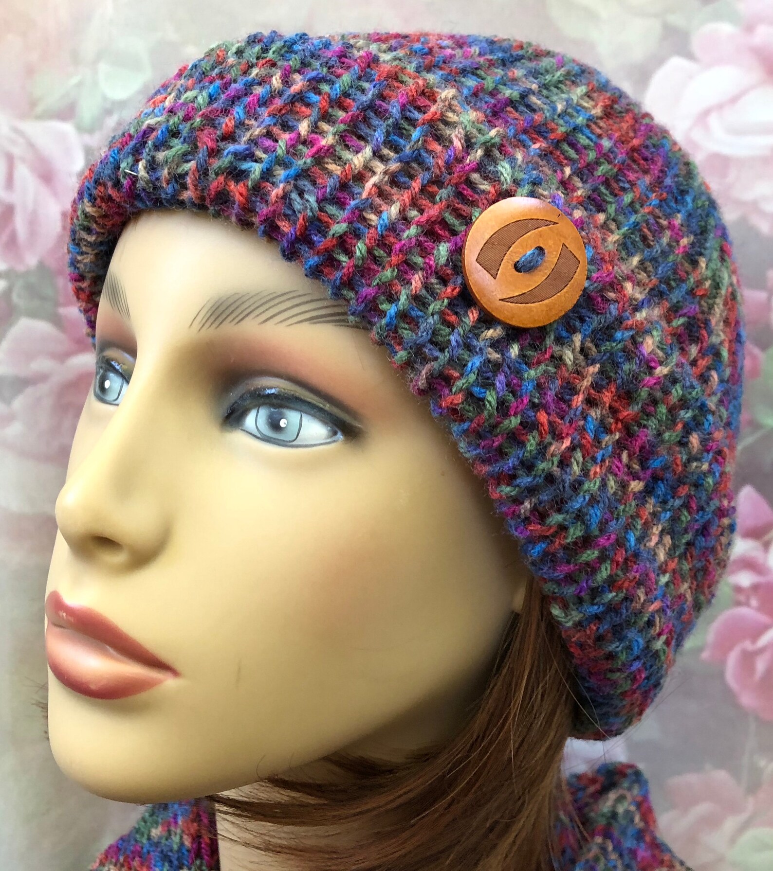 Colorful Knit Beanie Scarf Set: Women's Winter Button Scarf - Etsy