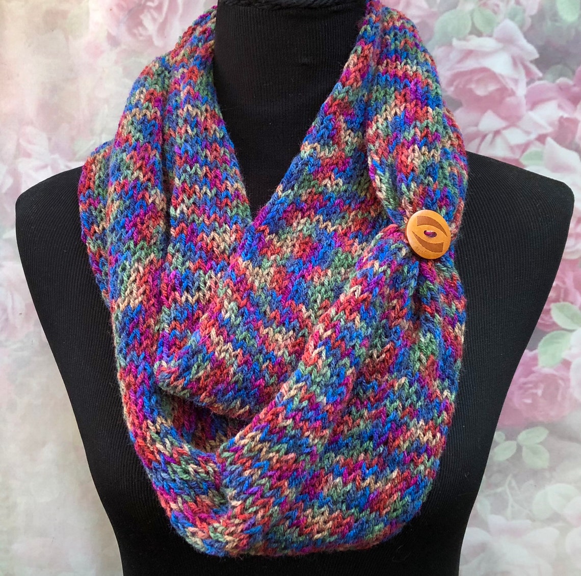 Colorful Knit Beanie Scarf Set: Women's Winter Button Scarf - Etsy