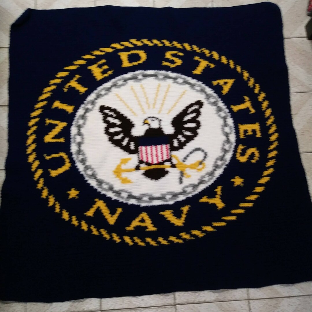 Handmade Crochet Blanket US NAVY - Etsy