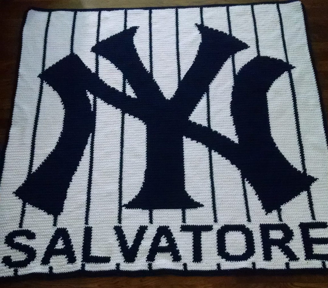 Handmade Crochet Blanket - Yankees Pinstripe With Name - Etsy