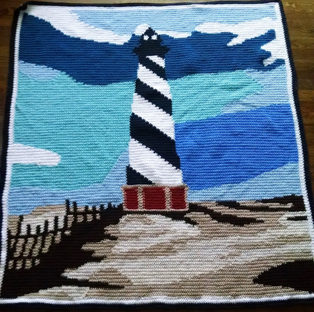 Handmade Crochet Blanket - Lighthouse - Etsy