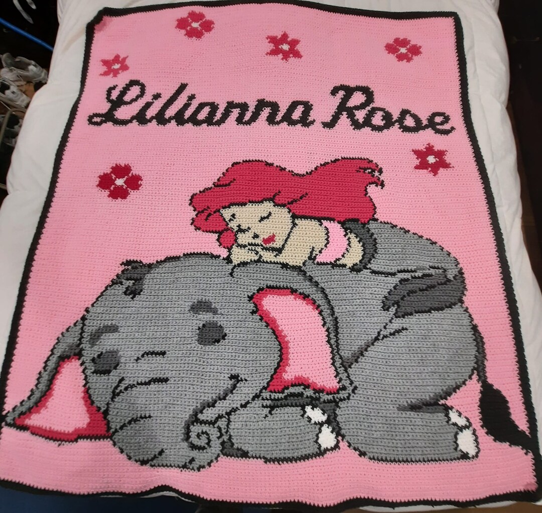 Handmade Crochet Blanket - Elephant & Mermaid - Etsy