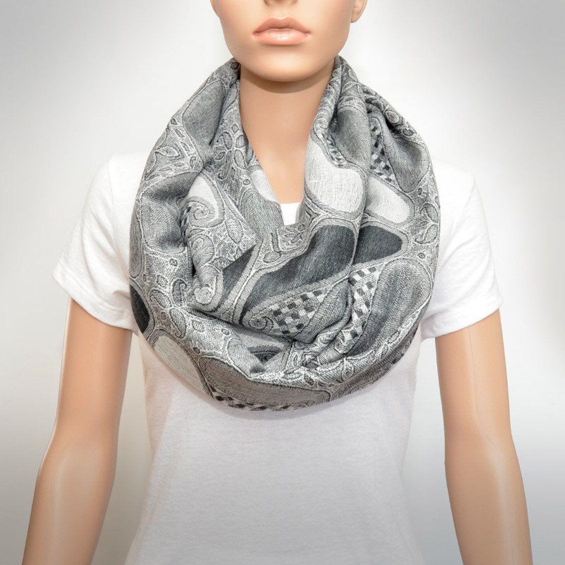 Nursing Cover - Nursing Scarf -nursing Cover Scarf - Gray With Black ...