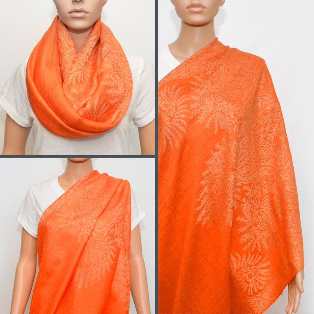 Nursing Cover Scarf - Orange Infinity Scarf With Floral Pattern ...