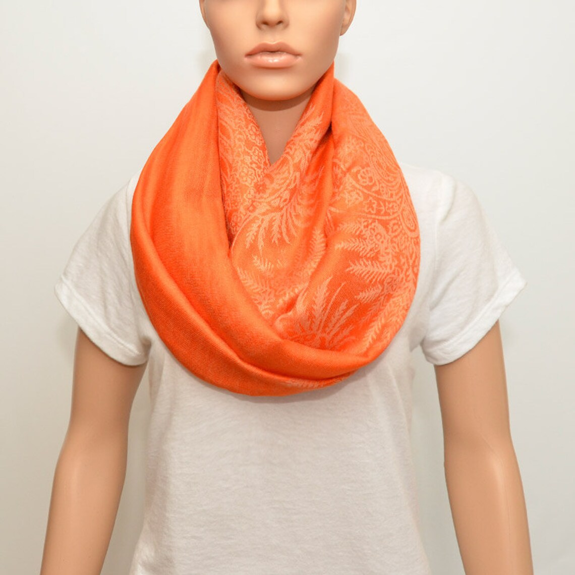 Nursing Cover Scarf Orange Infinity Scarf With Floral - Etsy
