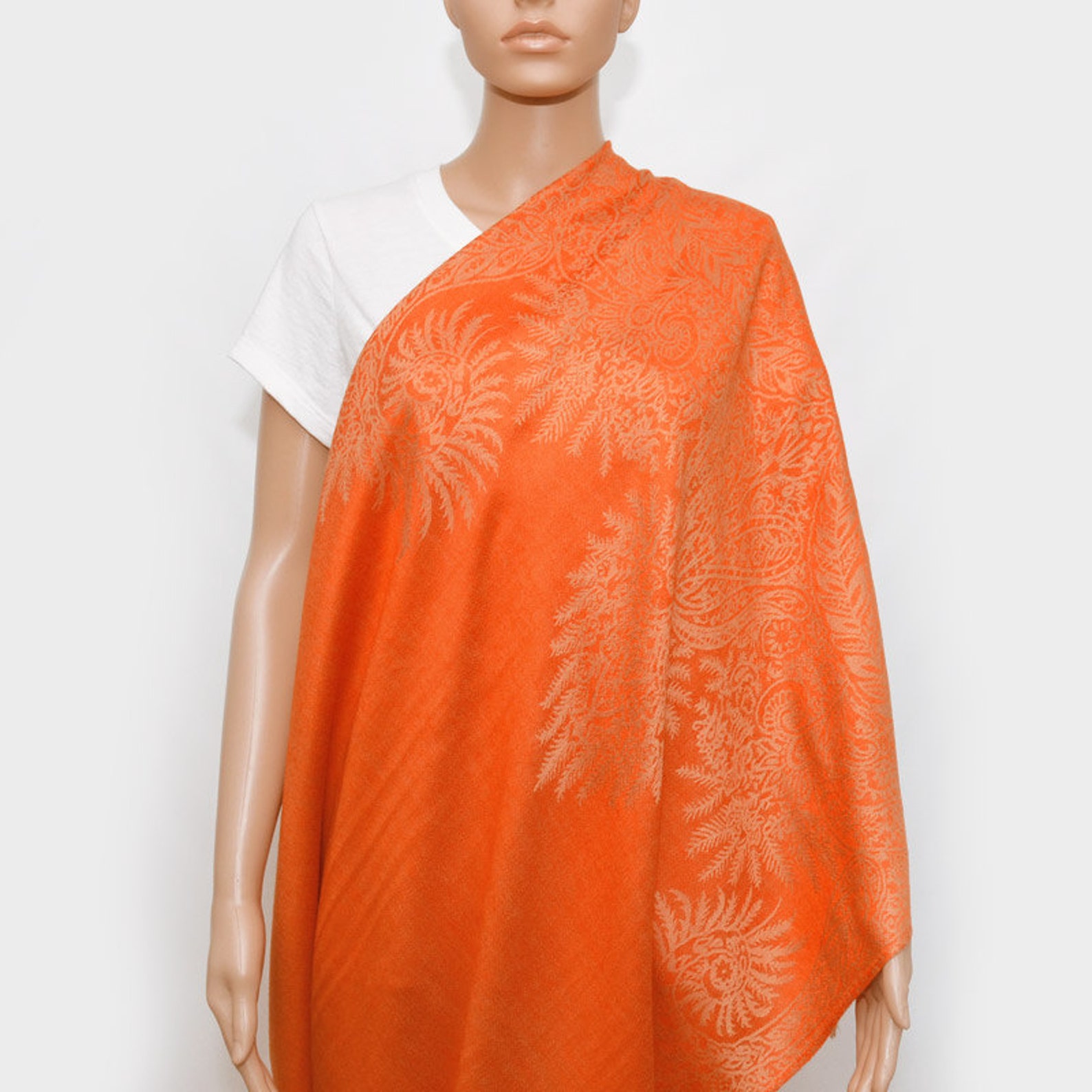 Nursing Cover Scarf Orange Infinity Scarf With Floral Pattern / Nursing ...