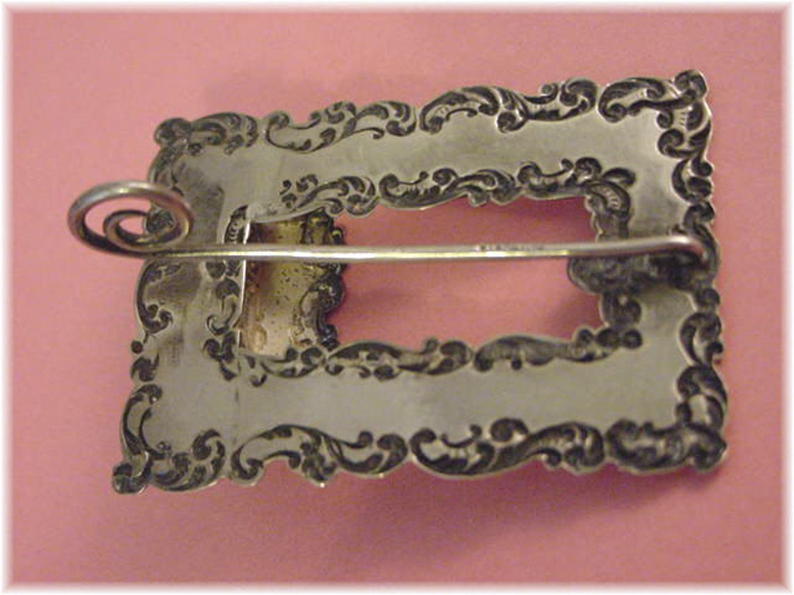 Victorian Buckle Repousse Scrolls Sterling Silver 2 - Etsy