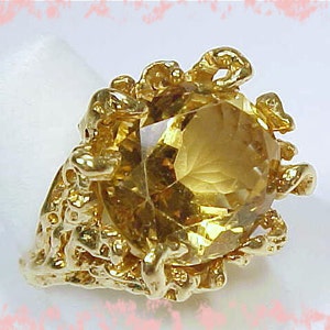 14K Gold 22 Ct Citrine Wire Gold Nugget Ring, Goldsmith Custom One of A ...