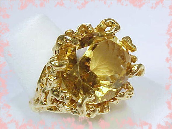 14K Gold 22 Ct Citrine Wire Gold Nugget Ring, Custom … - Gem