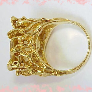 14K Gold 22 Ct Citrine Wire Gold Nugget Ring, Goldsmith Custom One of A ...