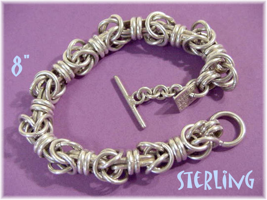 Sterling Silver Chainmaille Bracelet, Chain Link Bracelet, 38.91 Grams ...