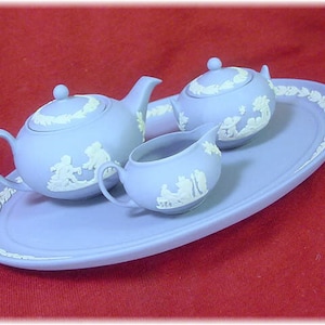 Wedgwood Miniature Tea Set, Wedgwood Teapot, Blue Wedgwood Jasperware ...
