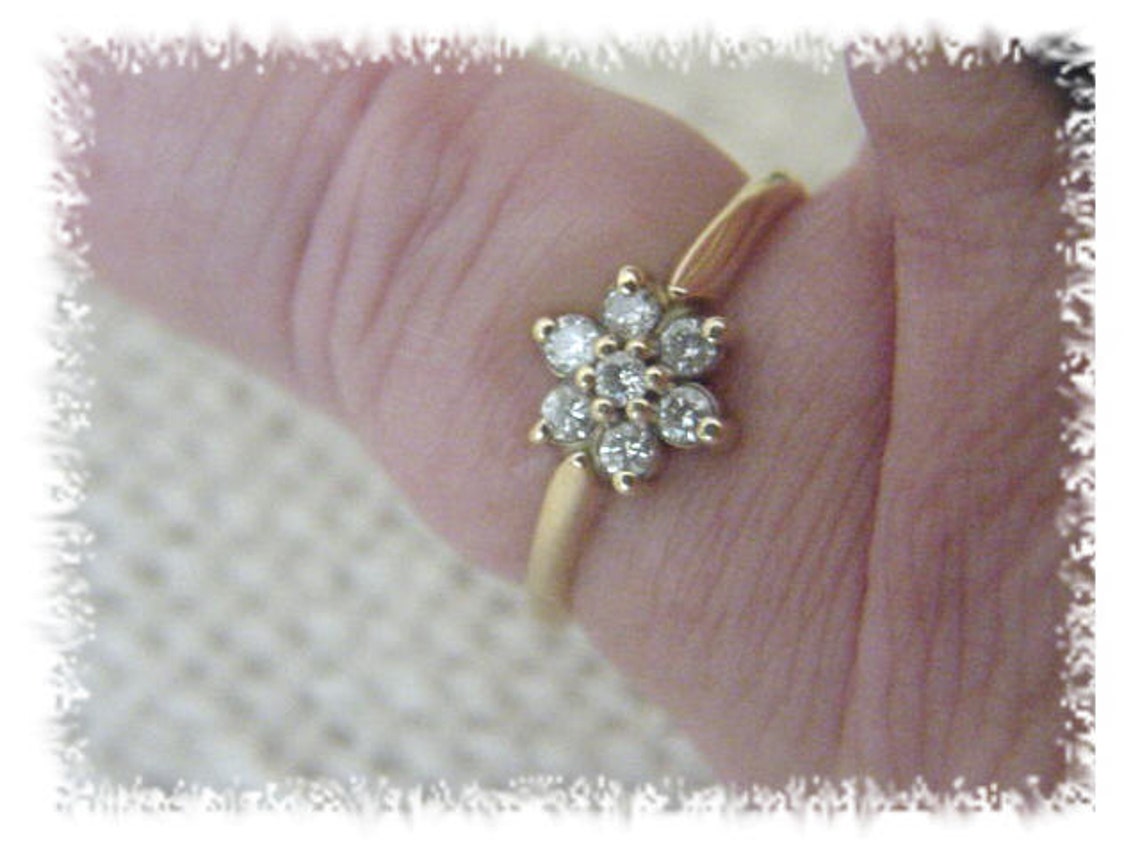 14K Gold Diamond Cluster Ring, Cocktail Ring, Engagement Ring, Wedding ...