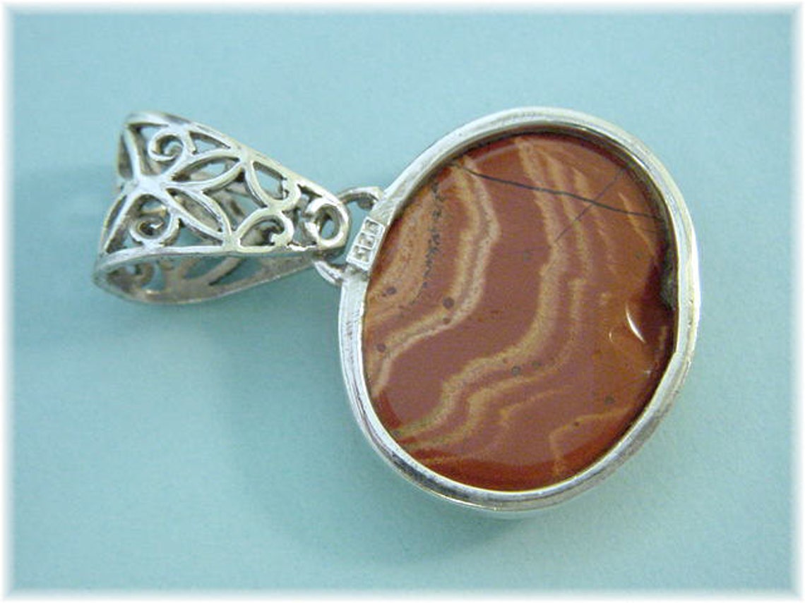 Antelope Canyon Jasper Sterling Silver Pendant, Apache Rhyolite, Red ...
