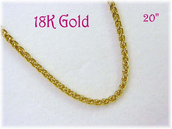 18K Gold Chain Link Necklace, Wheat Spiga Chain Flexi… - Gem