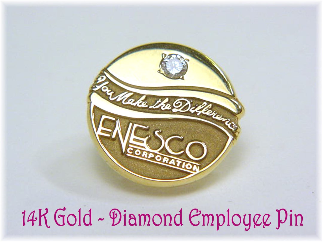Enesco 14K Gold Diamond Pin, Employee Service Lapel Tack Pin, Tie Clasp ...