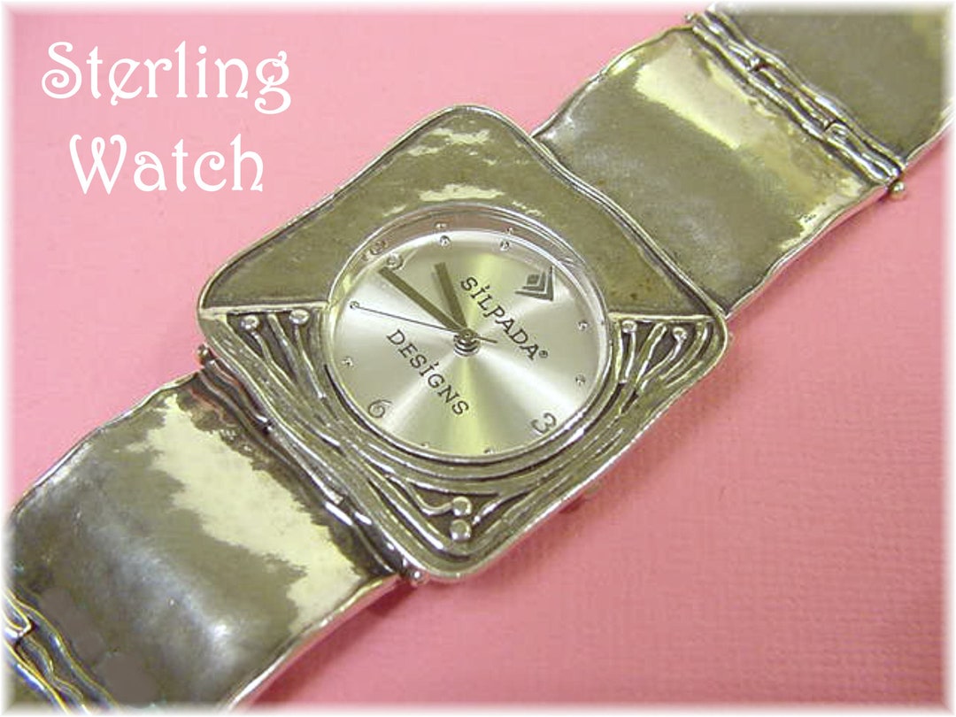 Silpada Solid Square Hammered Link Sterling Silver Wrist Watch, Working ...