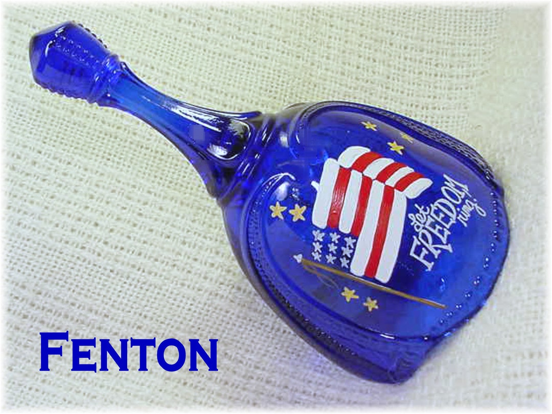 Fenton Bell, Let Freedom Ring Bell, Cobalt Blue Art Glass Bell, RARE ...
