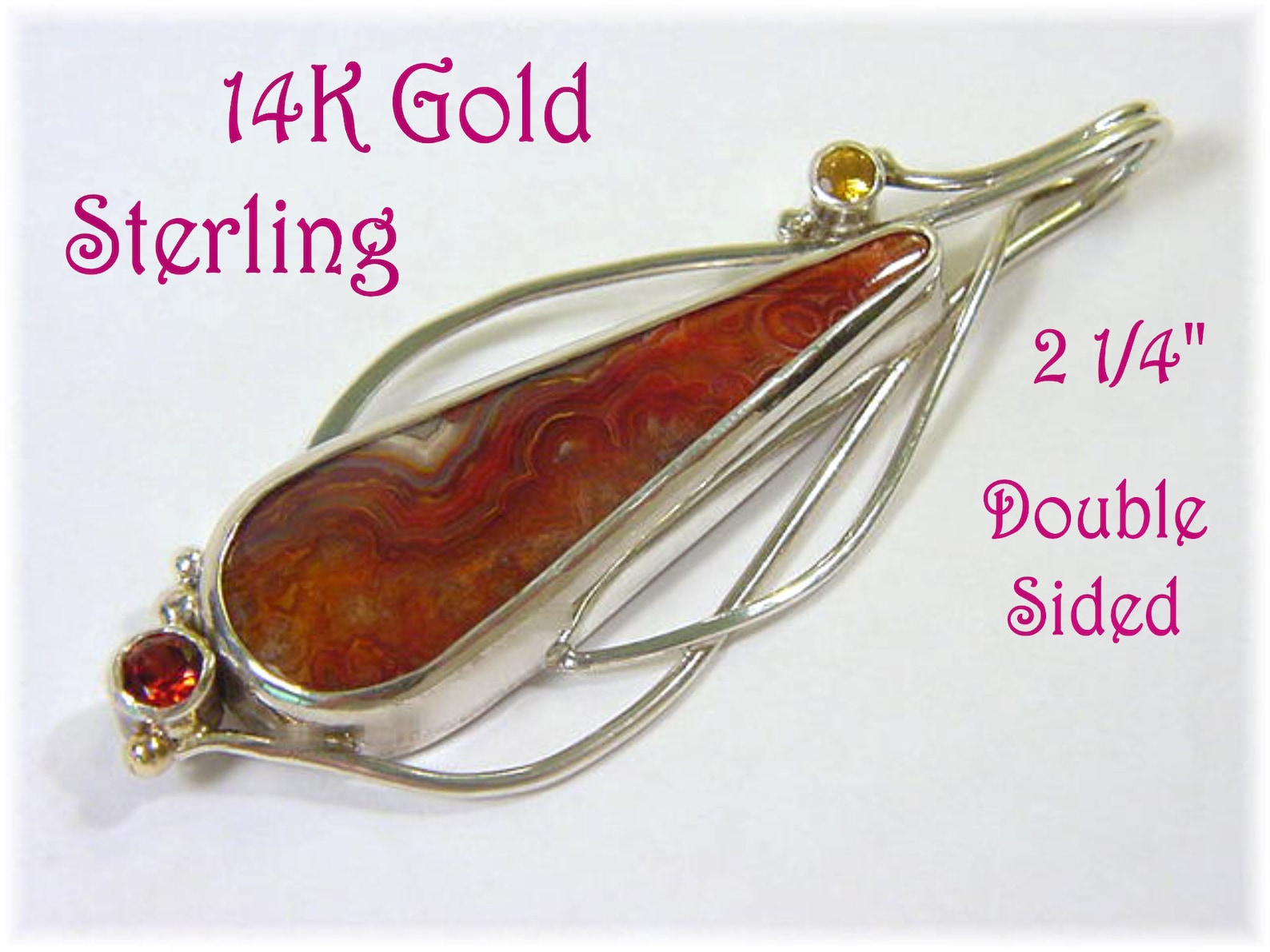 Red Condor Agate 14K Gold Sterling Silver Pendant Iris | Etsy