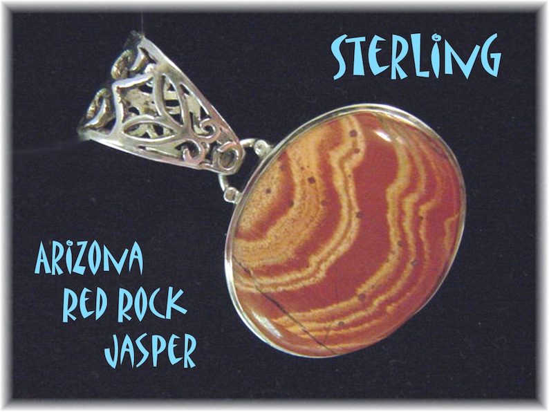 Antelope Canyon Jasper Sterling Silver Pendant, Apache Rhyolite, Red ...