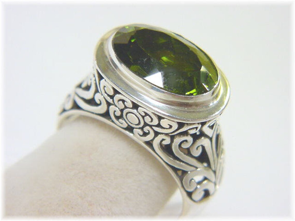 7 Ct Verdelite Green Tourmaline Sterling Silver Ring, Tourmaline Ring ...