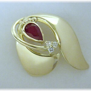 14K Gold 2 Ct Ruby Tear Drop Diamond Pendant, 14K Gold Ruby Pendant ...