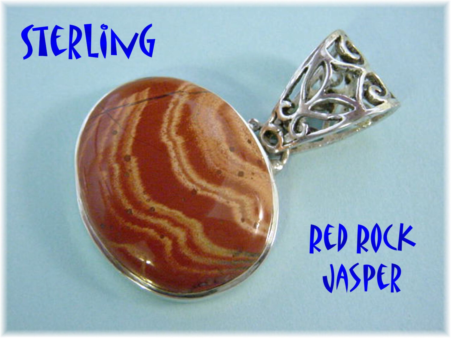 Antelope Canyon Jasper Sterling Silver Pendant, Apache Rhyolite, Red ...