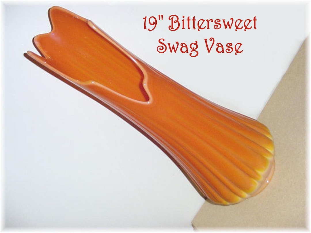 L E Smith Bittersweet Swag Vase, 19" Large Orange Bittersweet Swag Vase ...