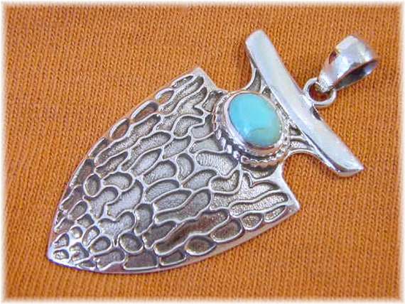 Kingman Turquoise Arrowhead Sterling Silver Pendant, … - Gem