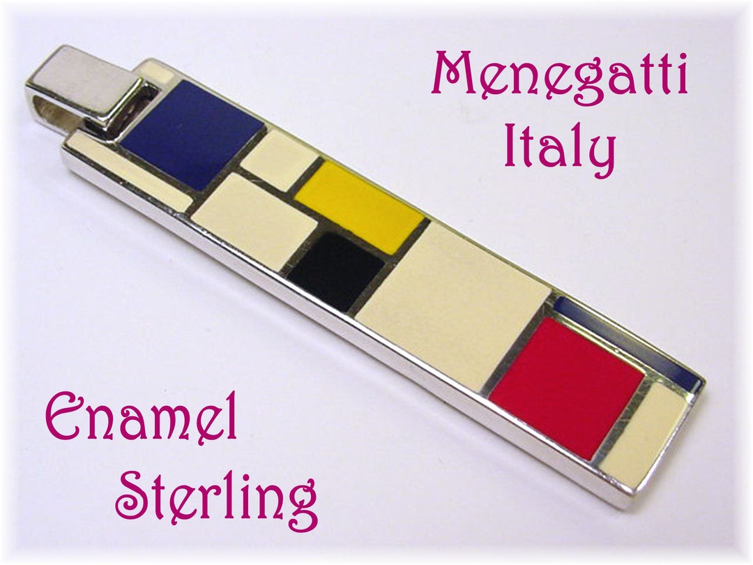 Alessandro Menegatti Enamel Sterling Silver Pendant, Picasso Collection ...