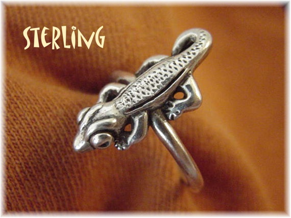 Lizard Gecko Sterling Silver Ring Artisan Hardmade | Etsy