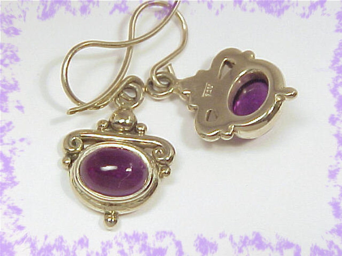 14K White Gold 2 Ct Amethyst Colonial Scroll Earrings | Etsy