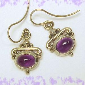 14K White Gold 2 Ct Amethyst Colonial Scroll Earrings, 14K Gold ...