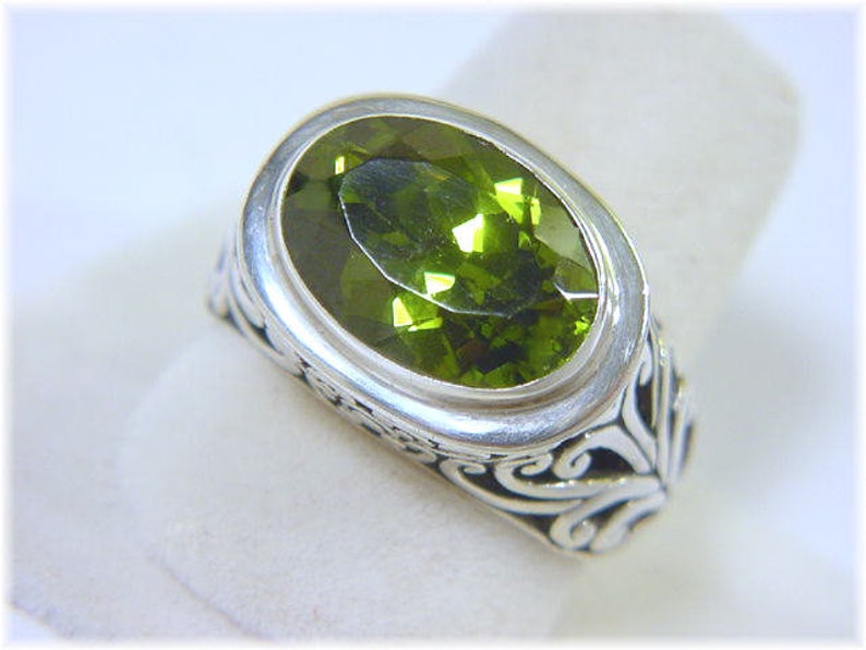 7 Ct Verdelite Green Tourmaline Sterling Silver Ring, Celtic Filigree ...