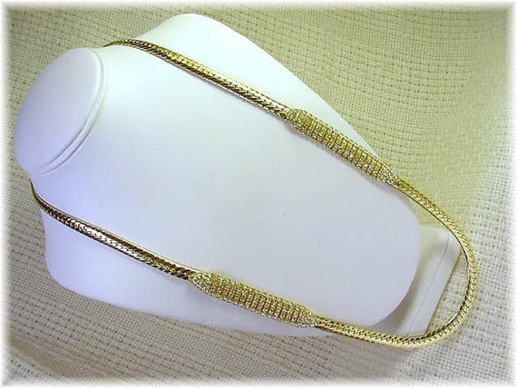 30" Crystal Rhinestone Heavy Gold Chain Belt Necklace… - Gem