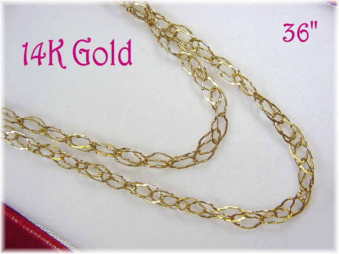 14K Gold Quatrefoil Fancy Chain Link 36" Necklace, 14K Gold Chain ...