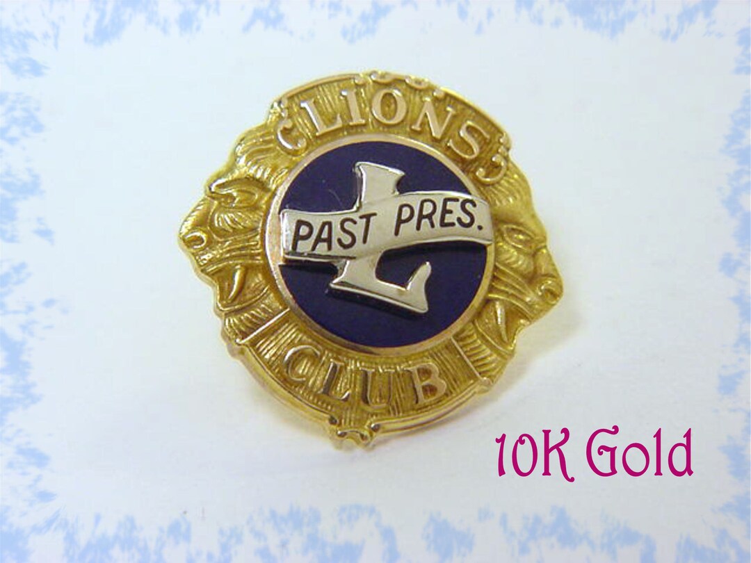 Lions Club 10K Solid Gold Pin, Past President Service Lapel Tack Pin ...