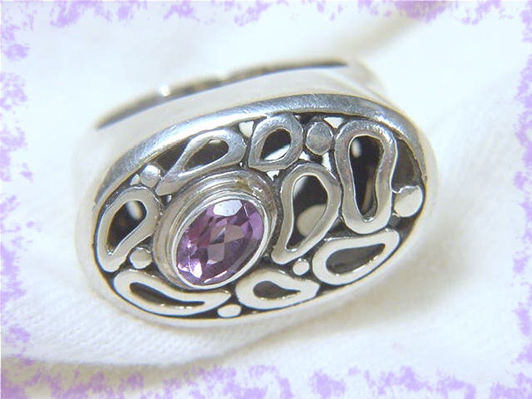 Amethyst Ring, Sterling Silver Cocktail Ring, Abstract Art, Artisan ...