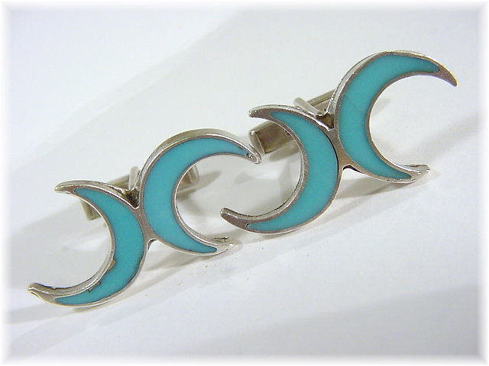 Double Crescent Moons Sleeping Beauty Turquoise Sterling | Etsy