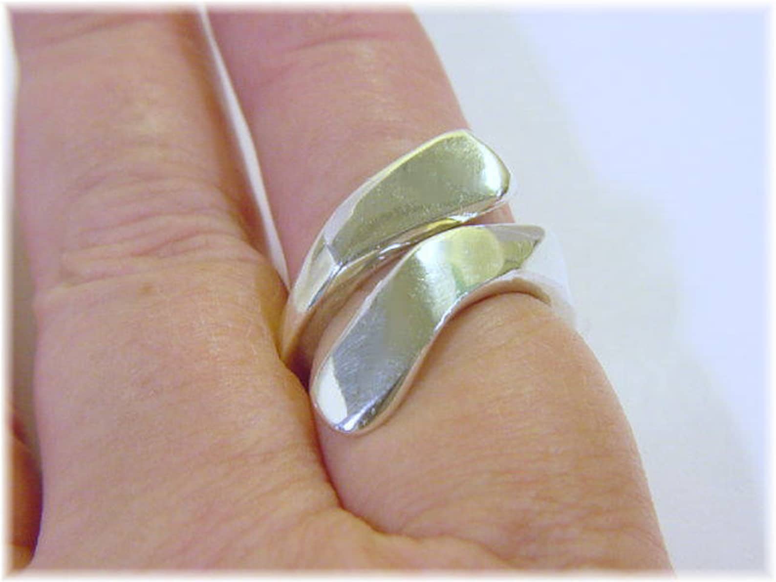 Modernist Hammered Sterling Silver Bypass Ring Chunky 18 | Etsy