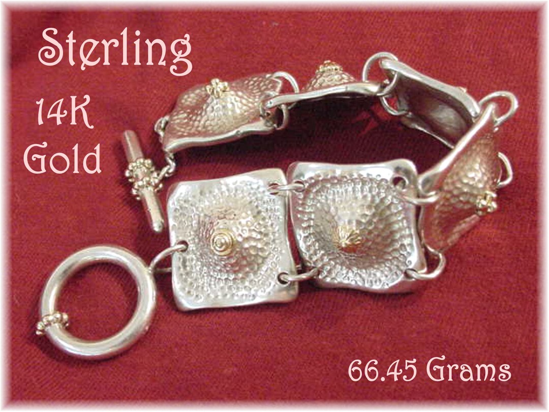 Custom Modern Art Bracelet, 14K Gold Sterling Silver Zen Panel Bracelet ...