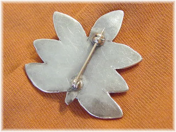 Zuni Needlepoint Sterling Silver Leaf Brooch Pin, Sle… - Gem