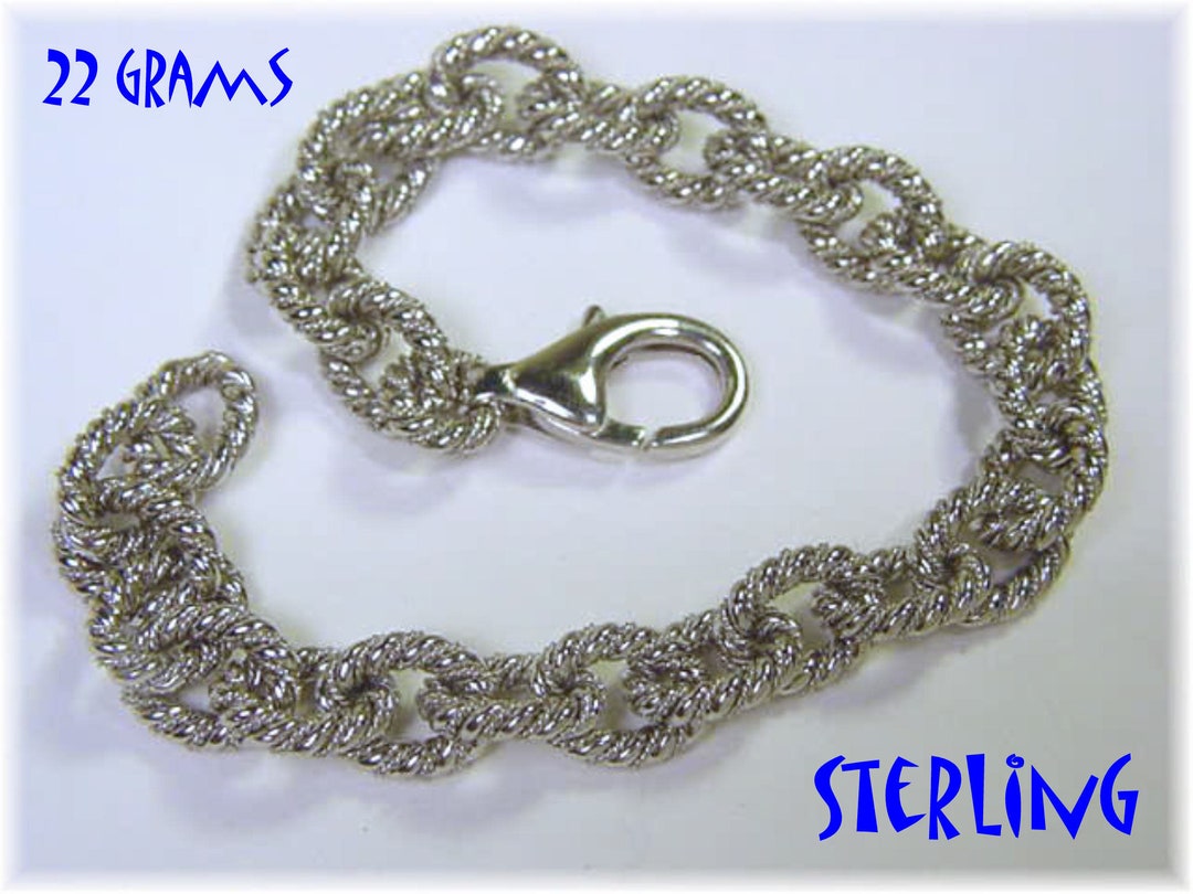 Braided Rope Chain Link Bracelet, Sterling Silver Bracelet, Western ...