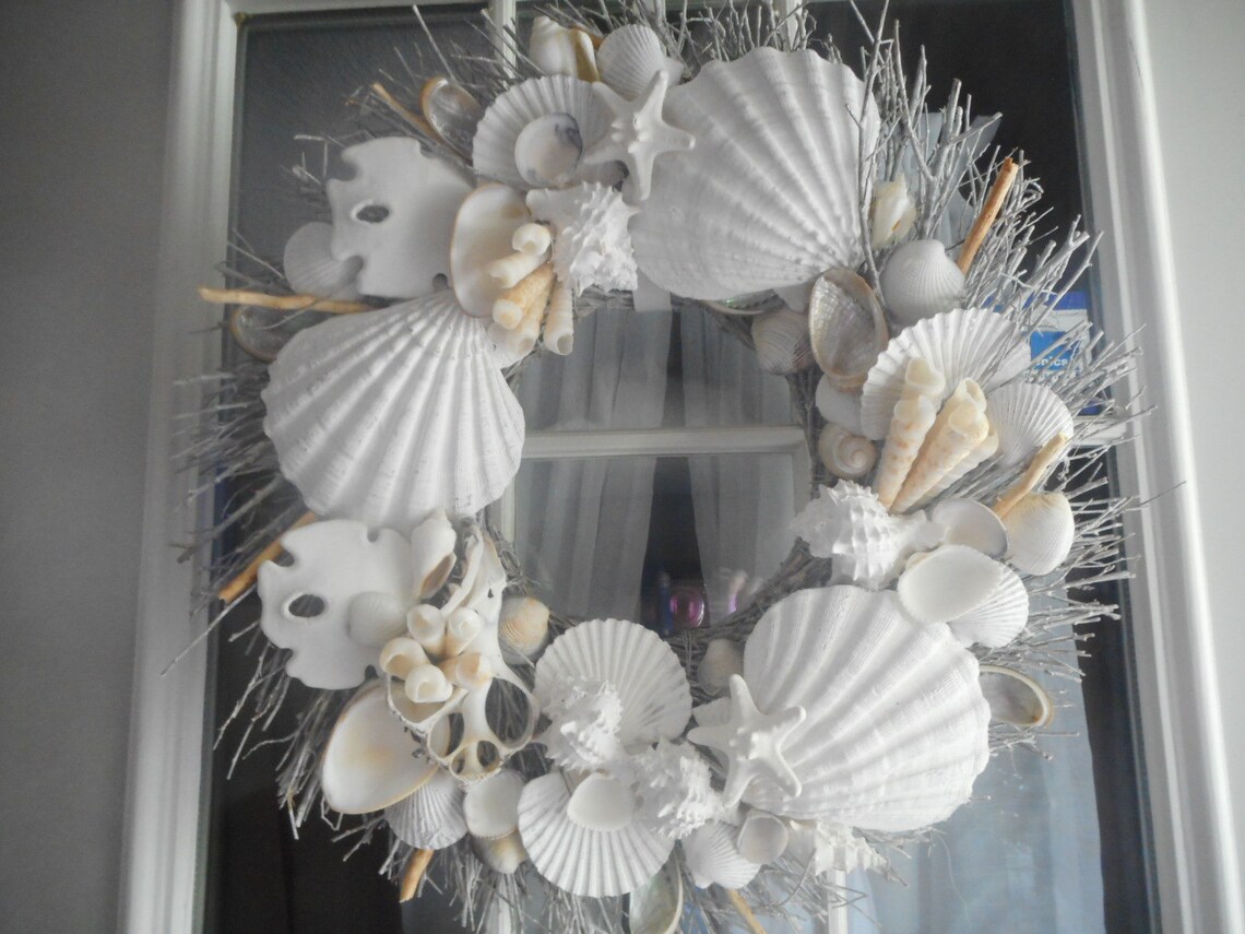 Seashell Summer Wreath-coastal Door Beach Wreathmore COLORS - Etsy