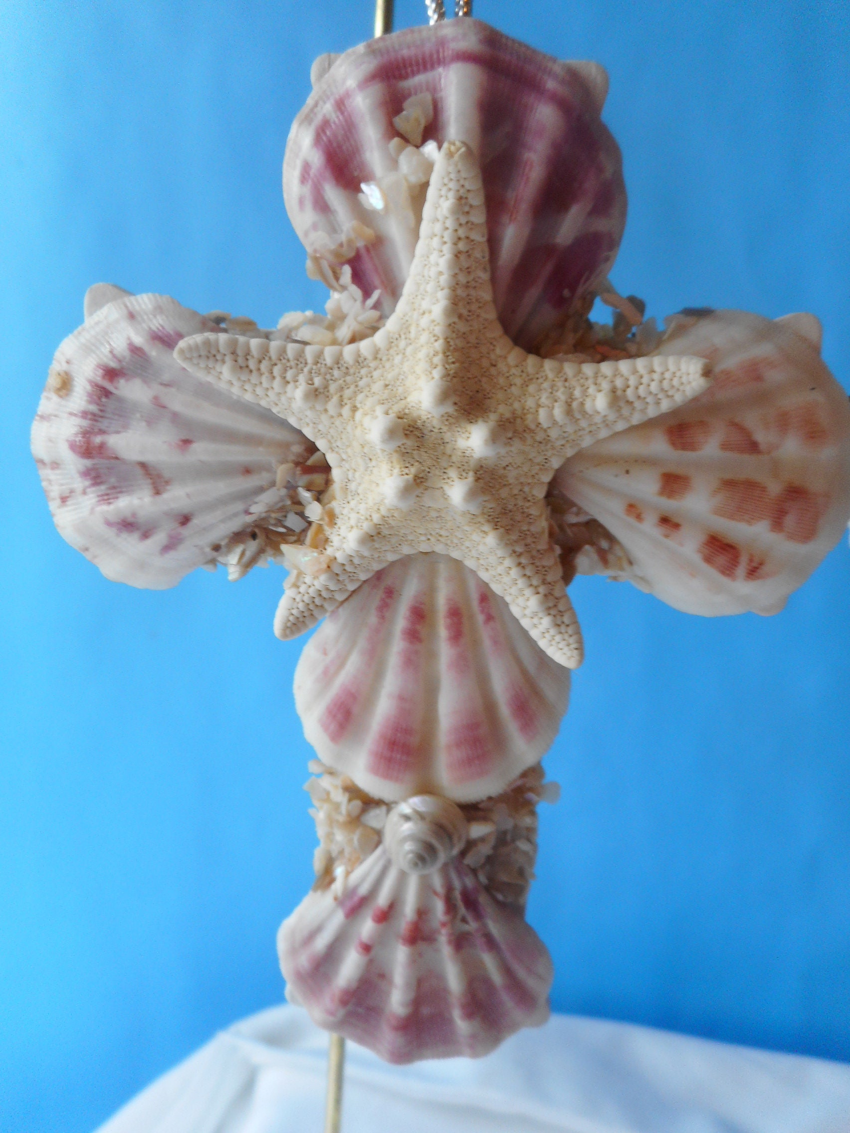 Cross Sea Shell Ornaments-Coastal Ornament Coastal Christmas | Etsy