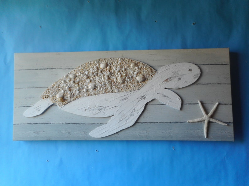 Turtle With Shells Canvas Wall Art Seashell Ocean - Etsy