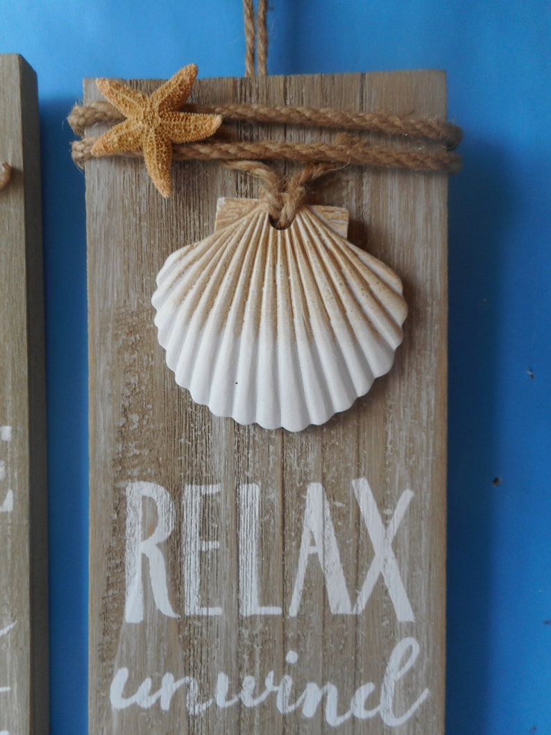 Sea Shell Wood Wall Plaque Sign-sea Shell Wall Art-coastal | Etsy